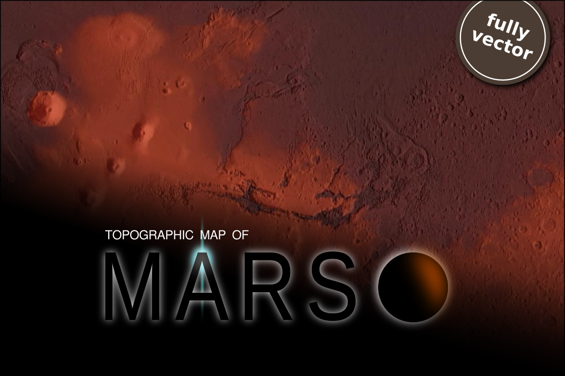 Mars Topographic Vector Map