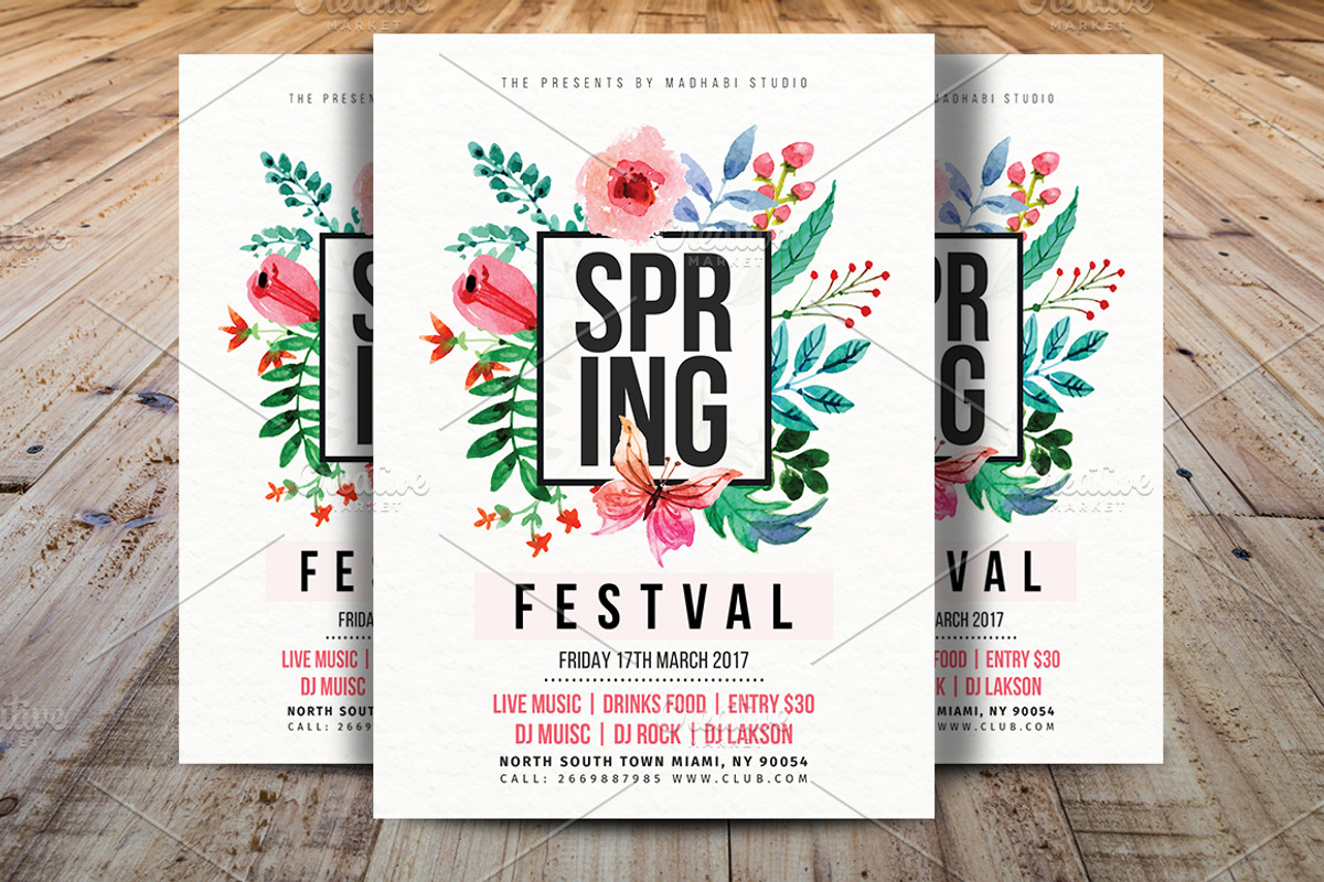 Spring Festival Flyer Template, a Flyer Template by Madhabi Studio