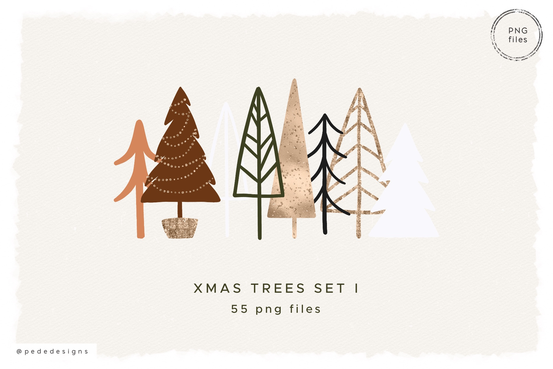 Christmas Trees Clip Art I, a Seasonal Illustration by PeDe Designs