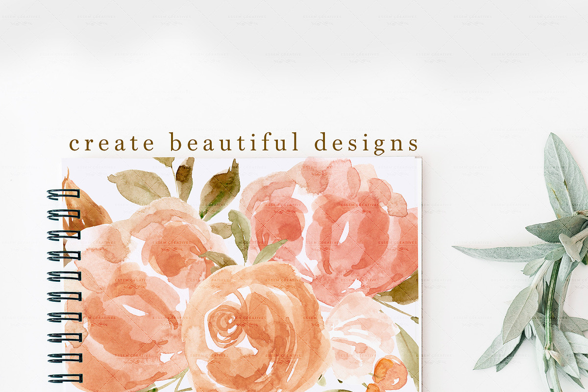 Peach Orange Fall Floral Clipart PNG, an Illustration by Essem Creatives