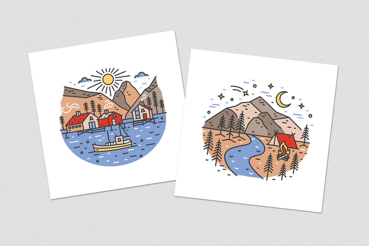 Line art landscapes, an Illustration by Good Studio