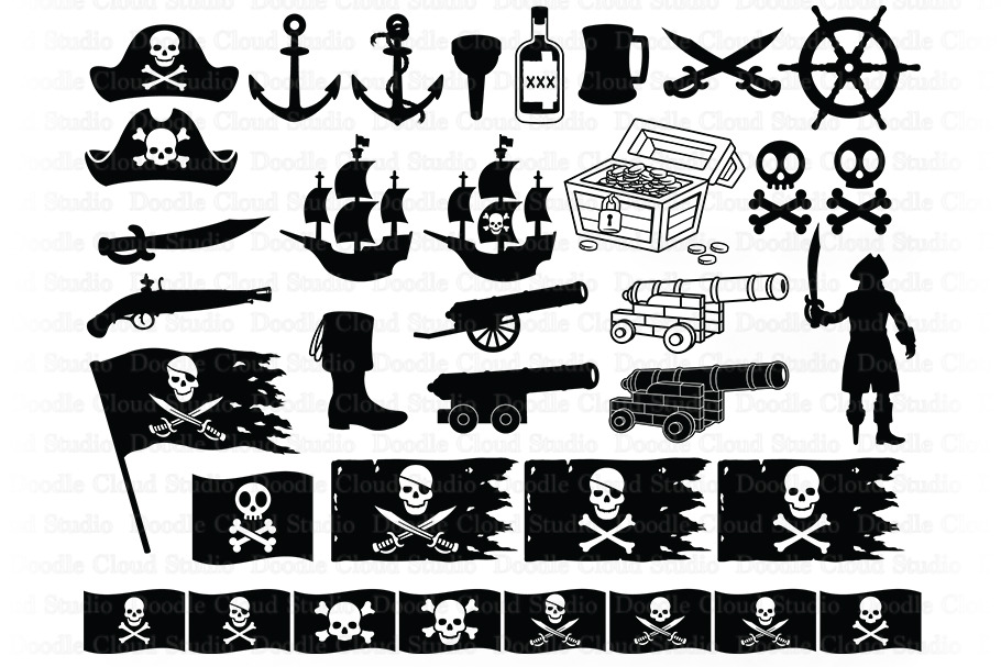 Pirate Bundle SVG, Pirates Clipart., an Illustration by Doodle Cloud Studio