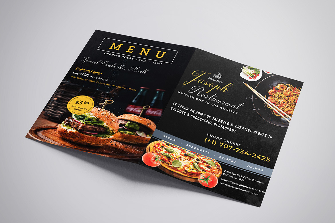 Restaurant Food Menu Bifold, a Brochure Template by 3djagan