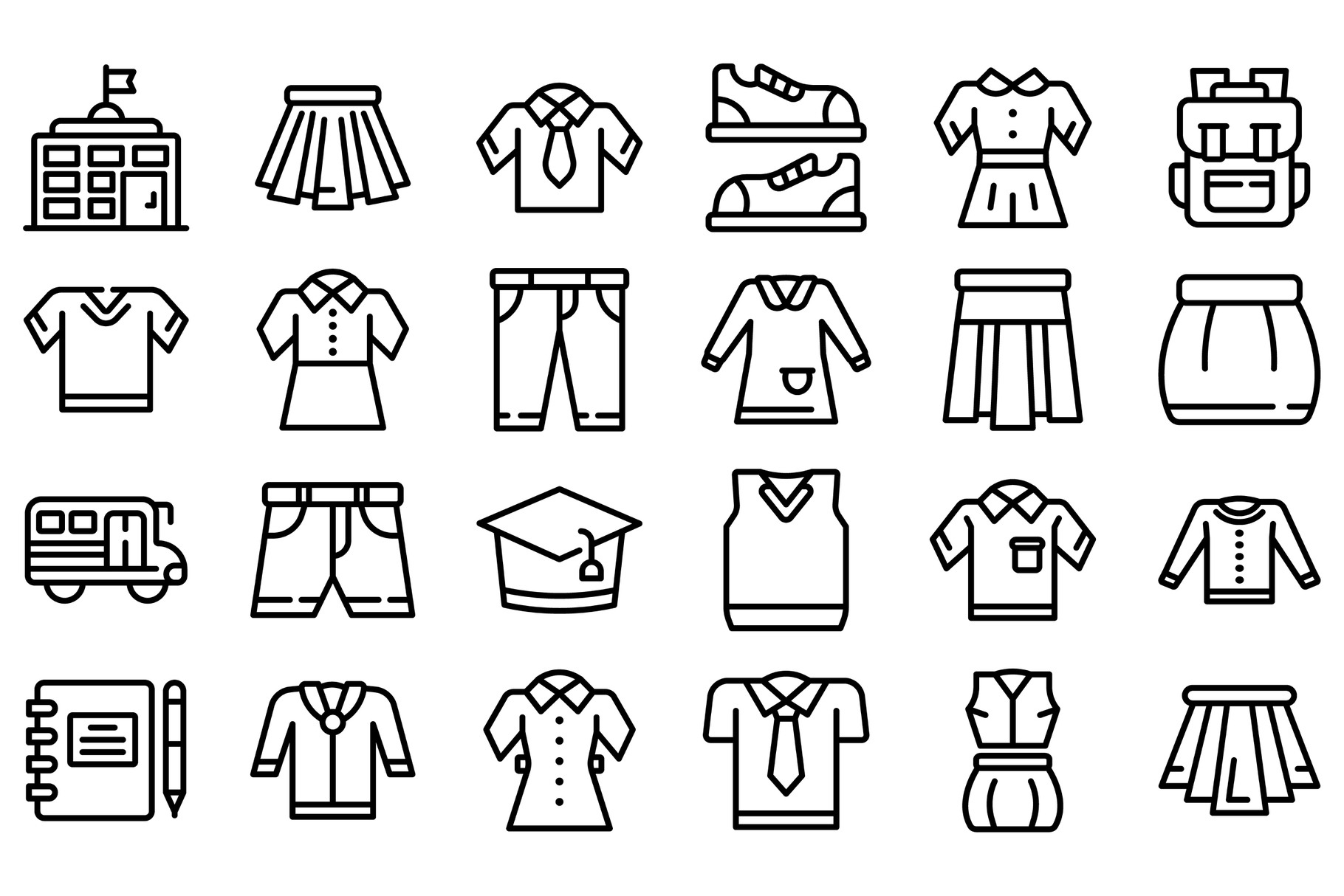 School uniform icons set, an Education Illustration by Ylivdesign ...