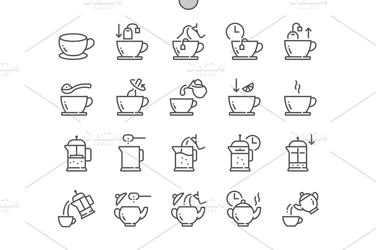 Tea making steps Line Icons, an Object Graphic by Palau