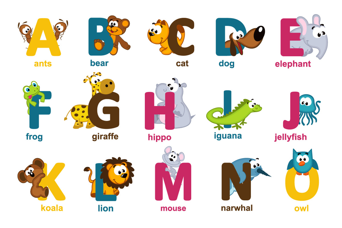 Set english alphabet with animals, a Background Graphic by NataKa