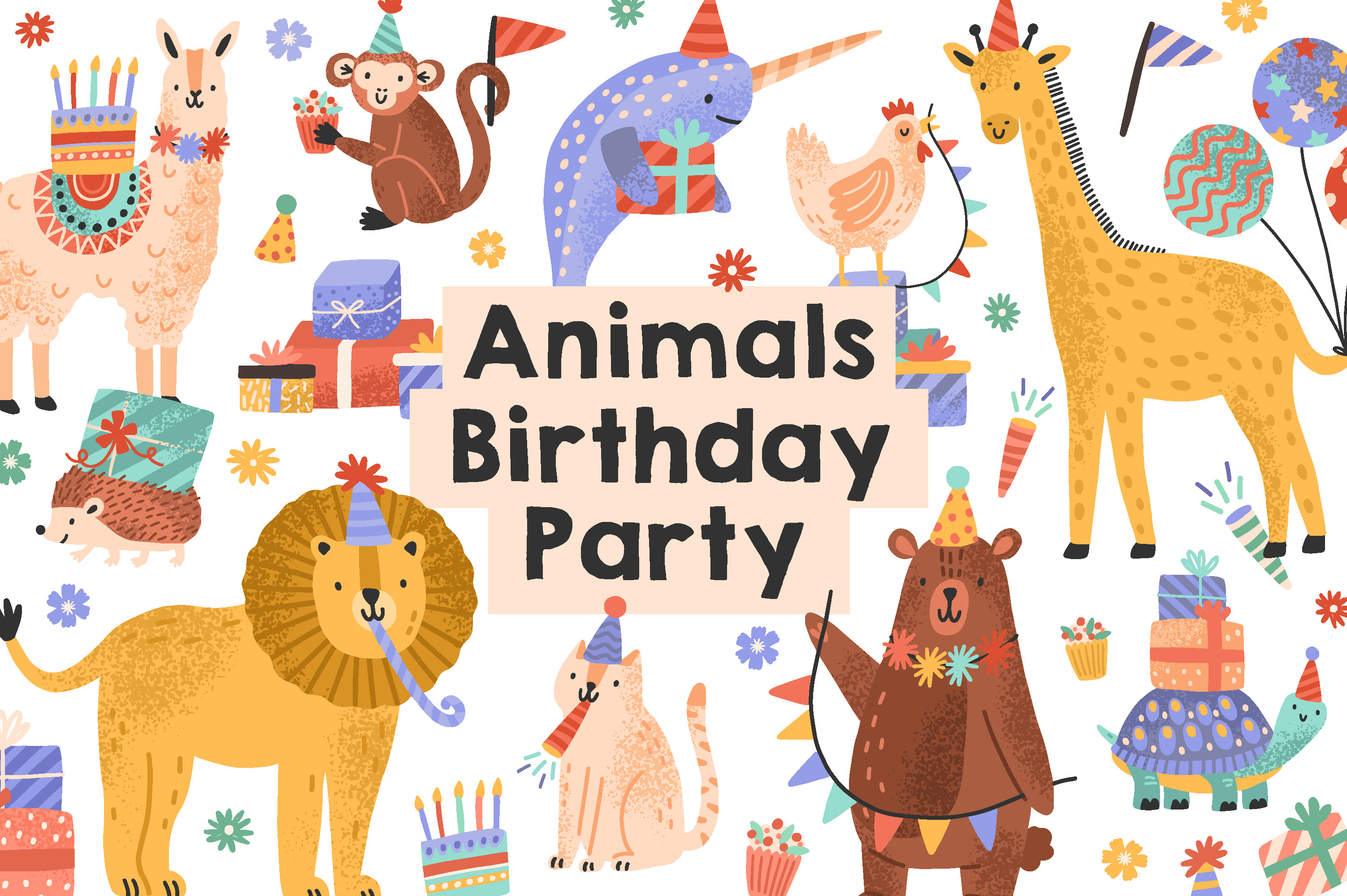 Cute animals with gifts, an Animal Illustration by Good Studio