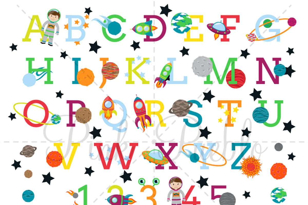 Space Alphabet Clipart & Vectors, an Illustration by PinkPueblo