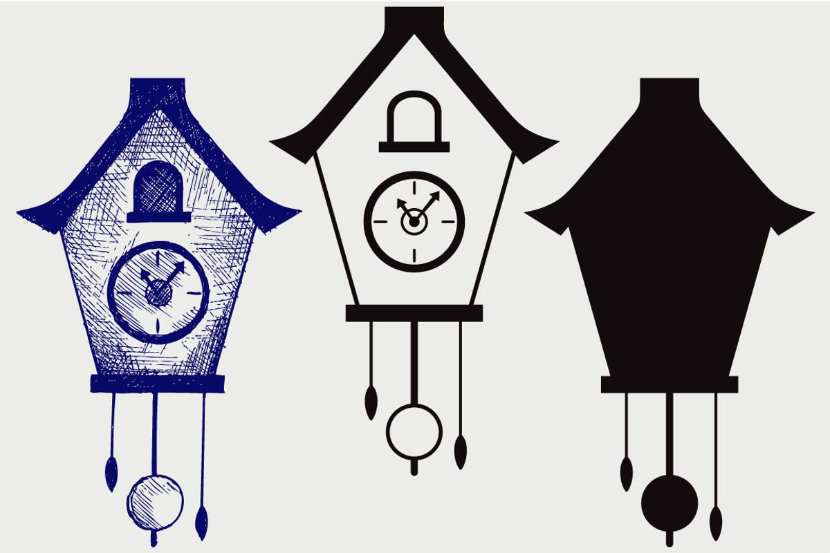 Cuckoo clock SVG, an Outline Icon by LineworkStock