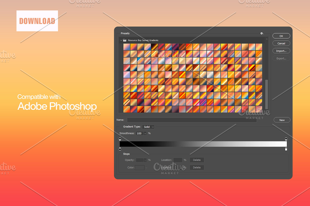 200 Sunset Photoshop Gradients, a Texture Graphic by PremiumMockup