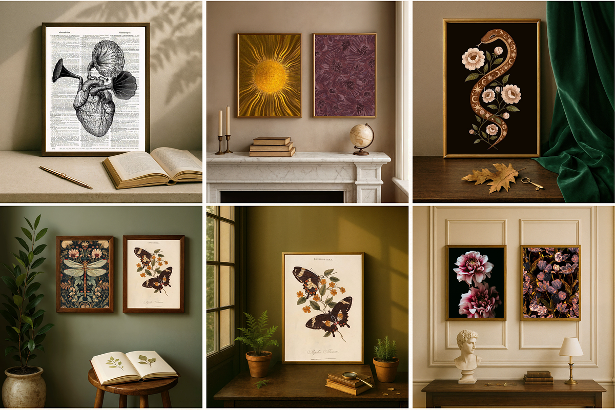 50 Dark Academia Frame Mockups for Canva