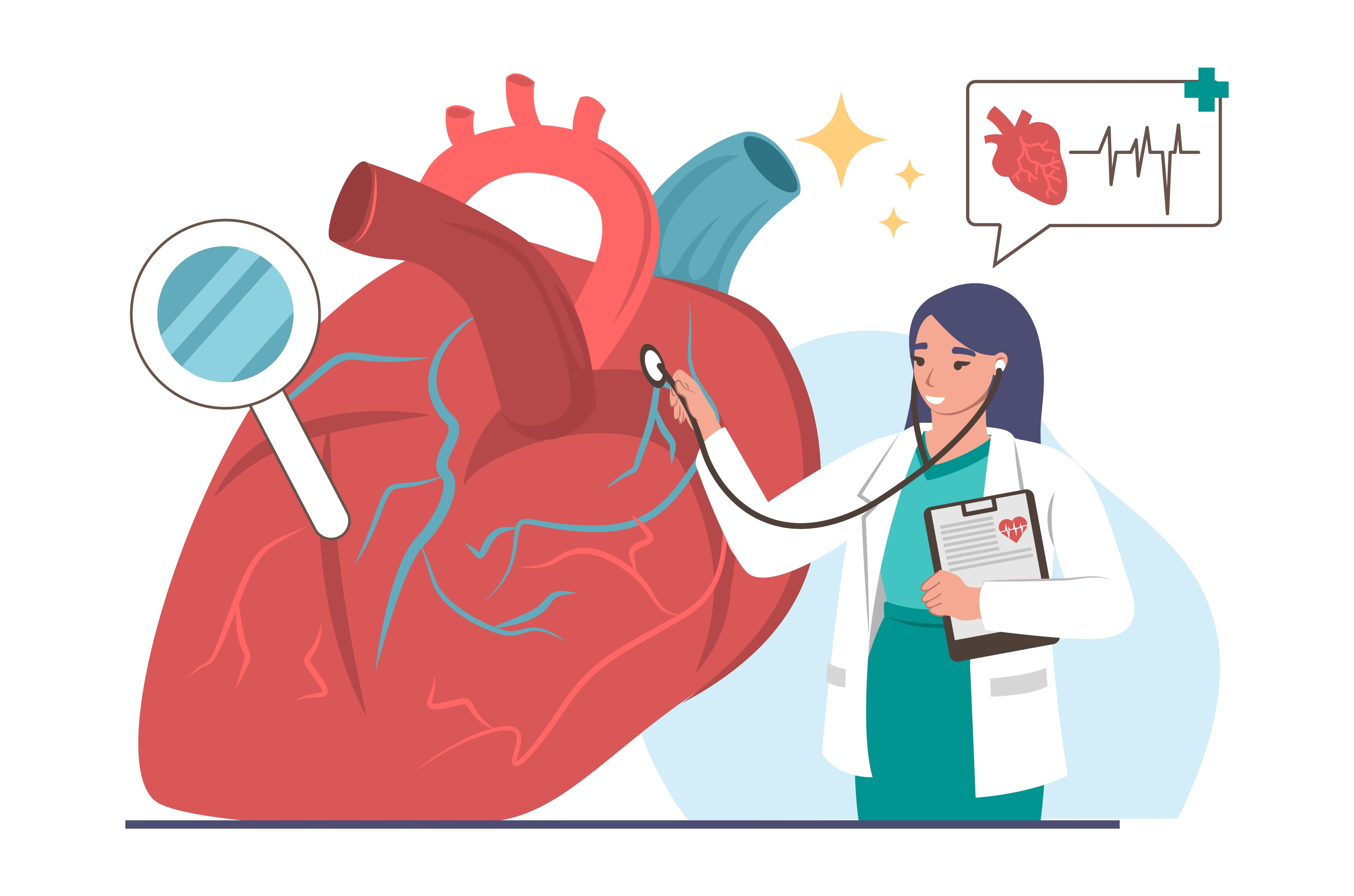 Doctor cardiologist examining human, a Healthcare Illustration by ...