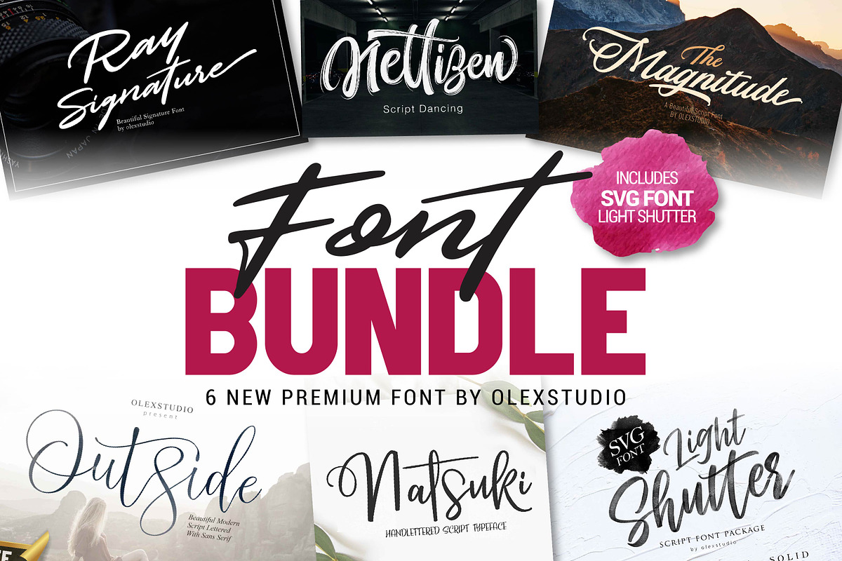 premium FONT BUNDLES, a Script Font by Olexstudio