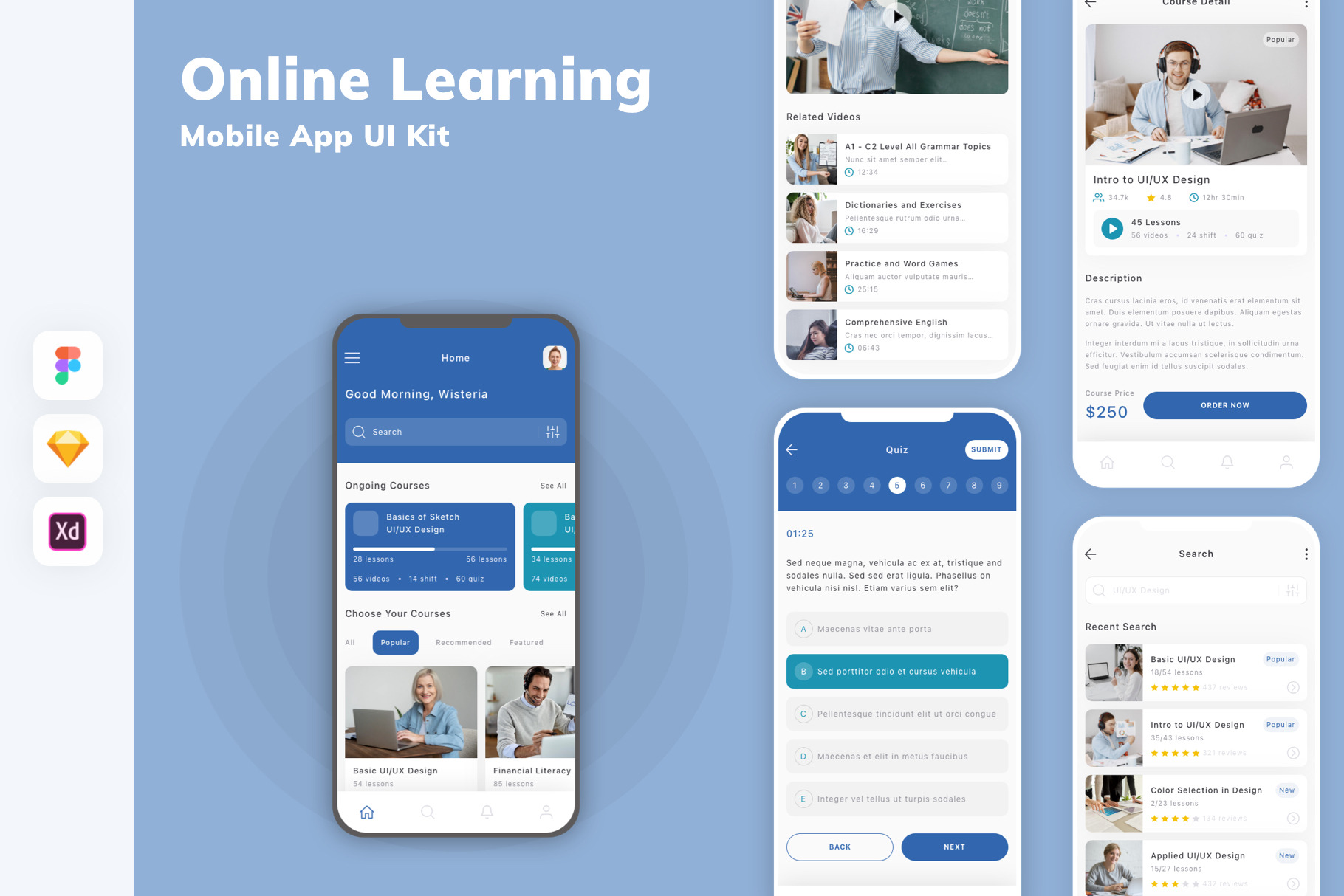 Online Learning Mobile App UI Kit, an UI Kit Template by uicube