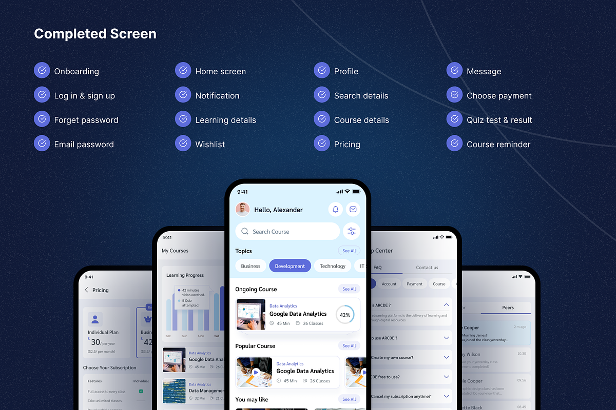 E-Learning & Online Class App UI Kit | Creative Market