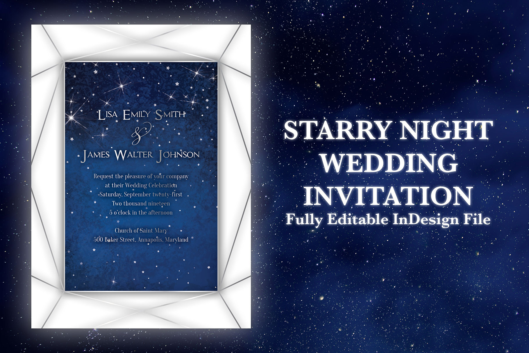 Starry Night Wedding Invite, an Invitation Template by BF Studios
