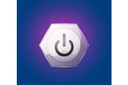 Glass transparent effect power start button, on off icon, vector UI or ...
