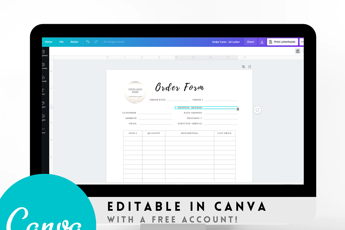 Order Form for Businesses Canva, a Templates & Theme by Minva Themes