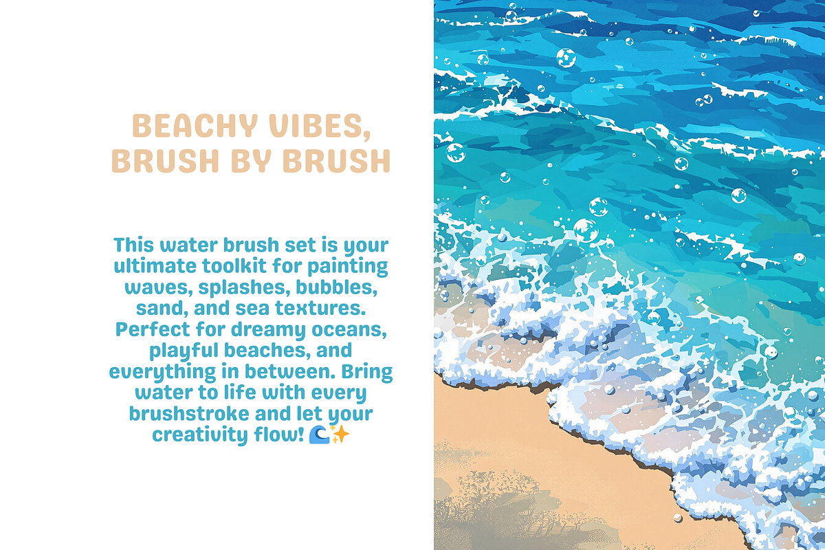 Procreate Water Brushes, a Brush Add-On by Cozy Brushery