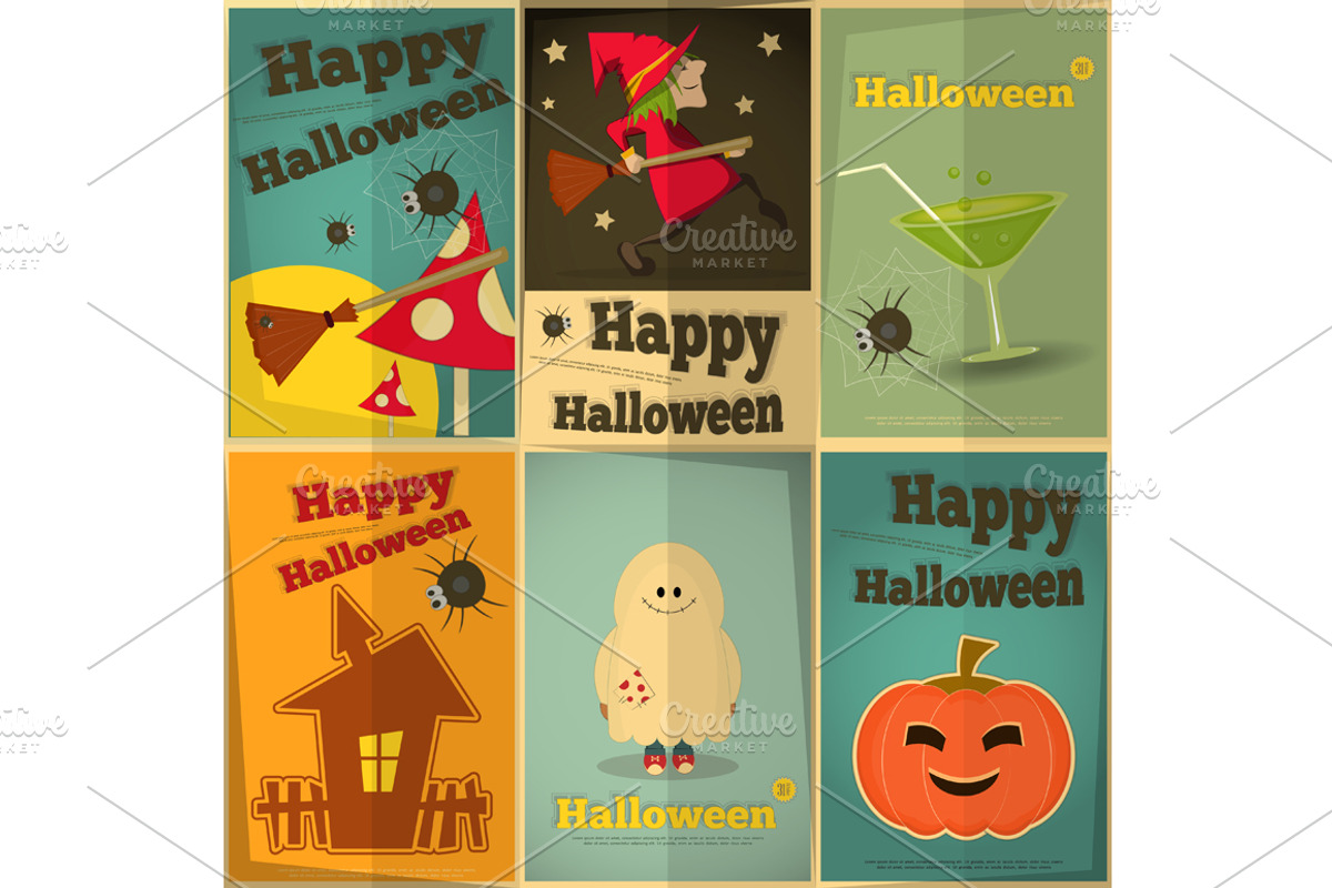 Halloween posters set, an Object Illustration by ELFIVETROV DESIGN
