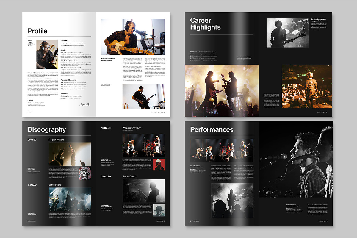 Musician Portfolio Template, a Brochure Template by BrandPacks