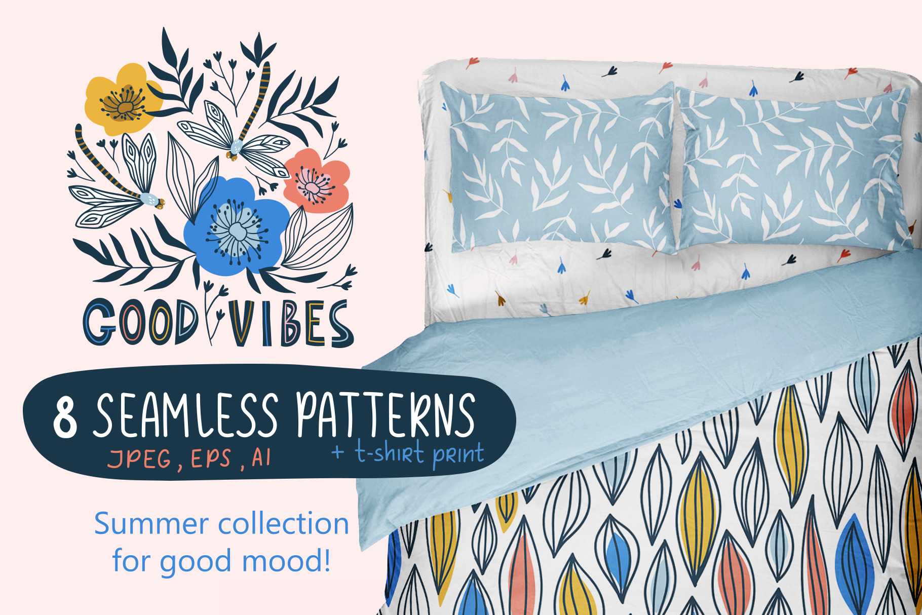 Seamless patterns - Good vibes, a Pattern Graphic by Alenkakarabanova