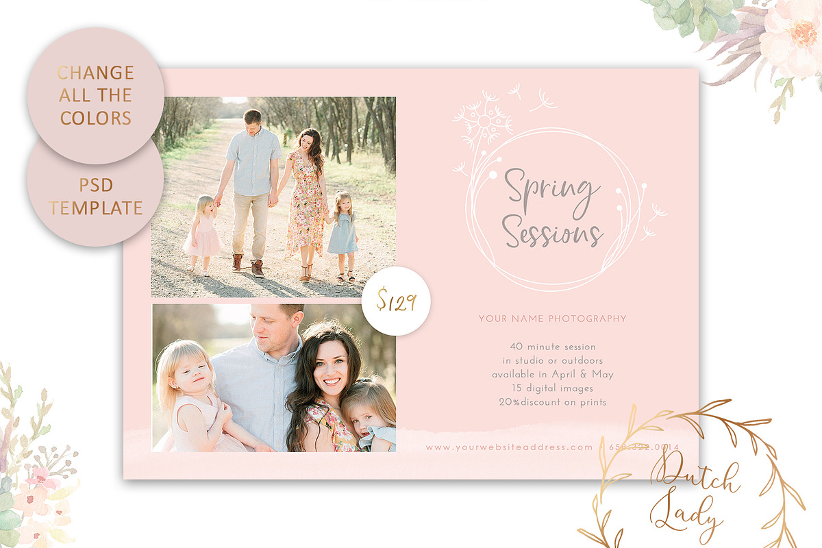 PSD Photo Session Card Template #57, a Card Template by The Dutch Lady ...
