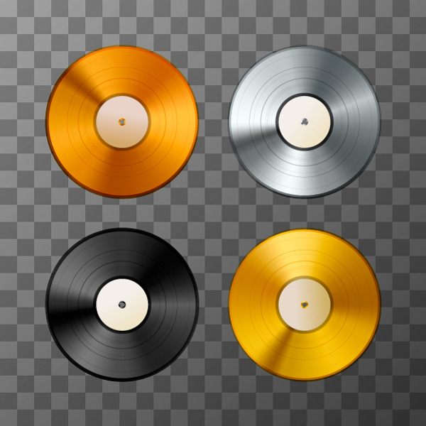 Different vinyl discs on transparent, an Object Graphic by BestPics