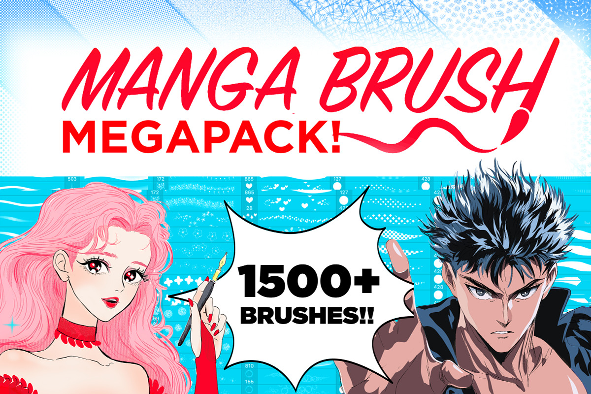MANGA COMIC BRUSH MEGAPACK 1500+, a Brush Add-On by Manga Brush
