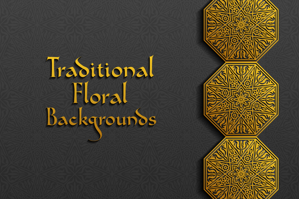 Traditional Floral Backgrounds Set, a Decorative Illustration by Absent A