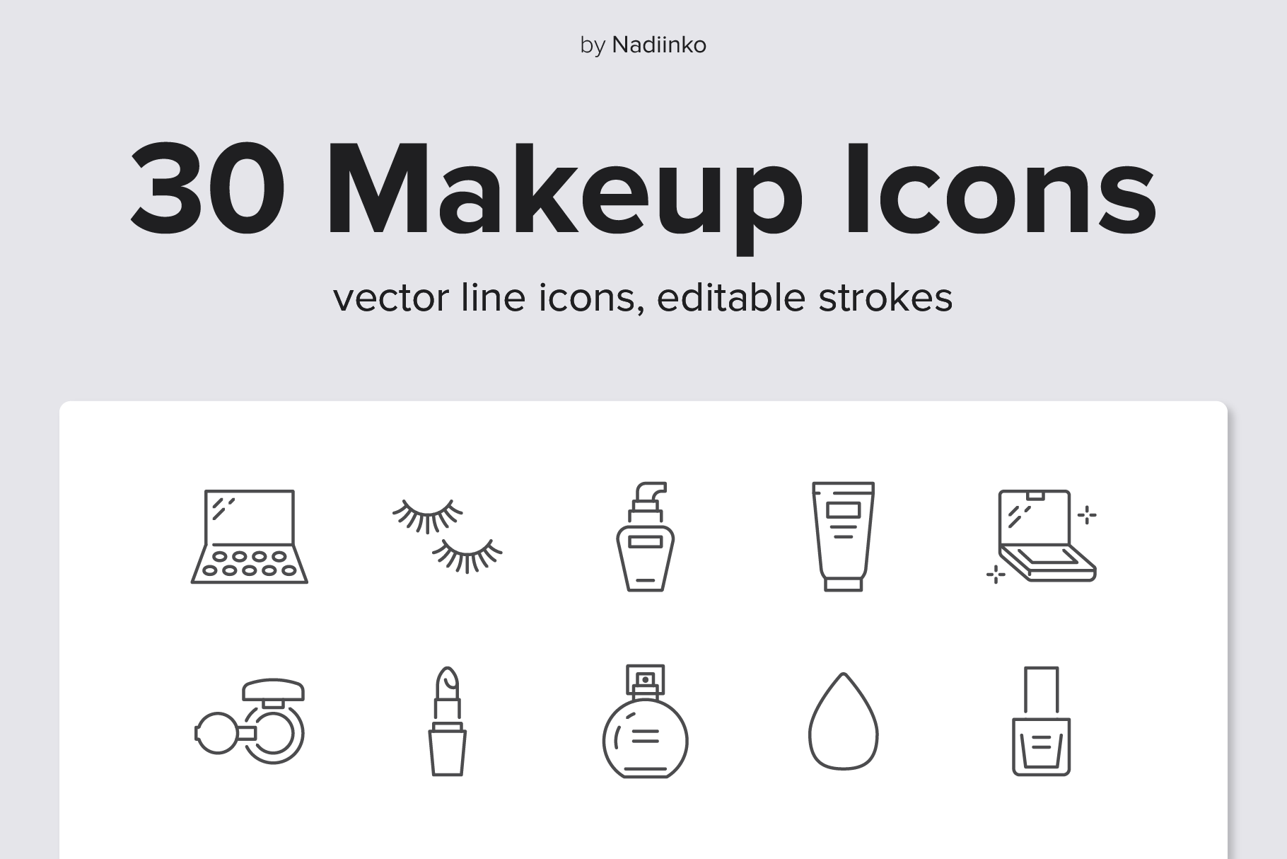 Cosmetics, Make Up Line Icons, an Outline Icon by Nadiinko