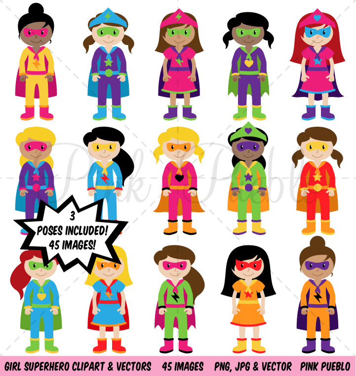 Girl Superhero Clipart & Vectors, an Illustration by PinkPueblo