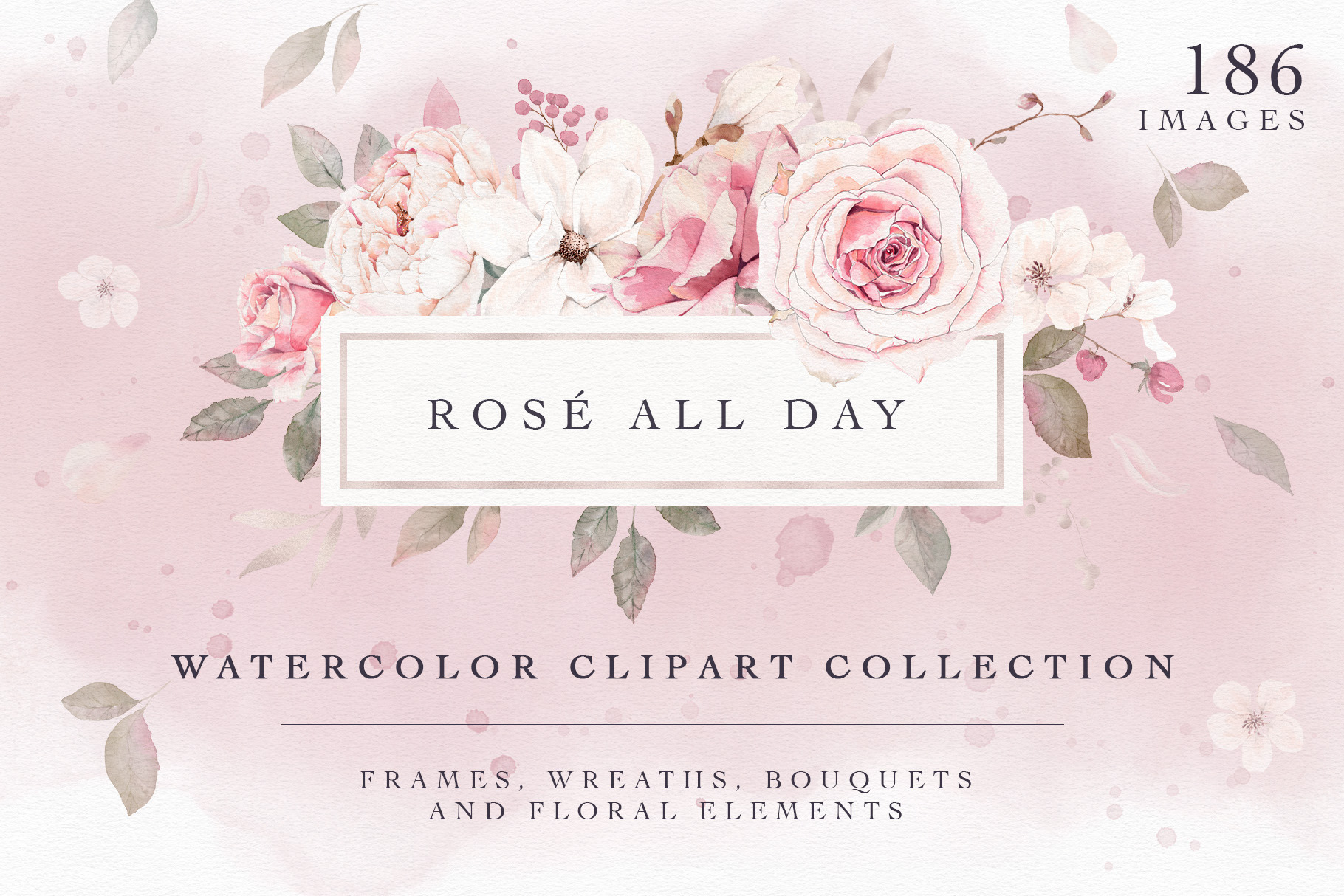 Pretty Pink Rose Watercolor Clipart, an Illustration by Pretty Little Lines