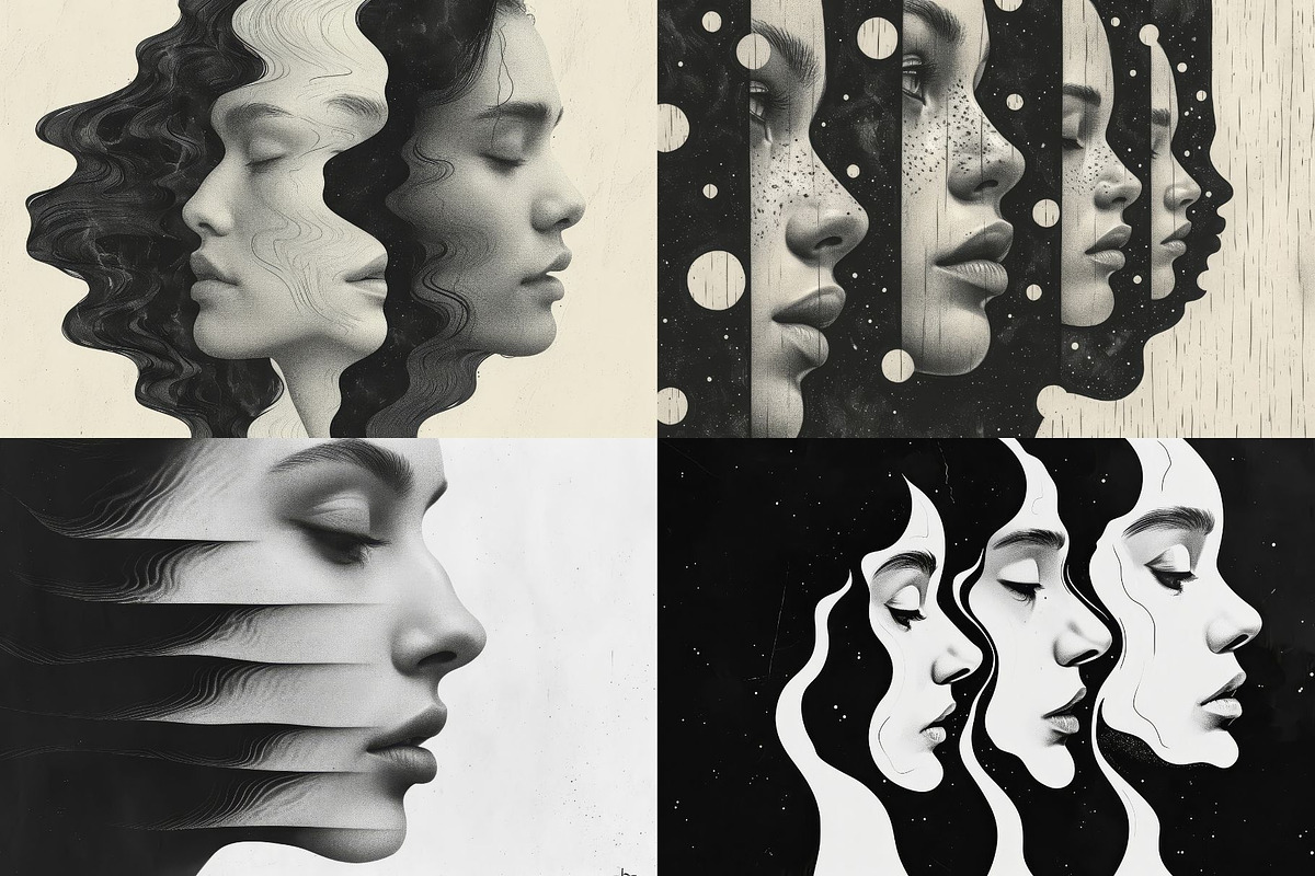 24 Optical Illusion Faces, a Person Illustration by HipFonts