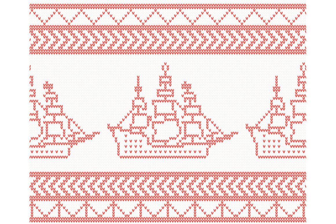Knitted Ship Seamless Pattern, a Decorative Illustration by Booblgum