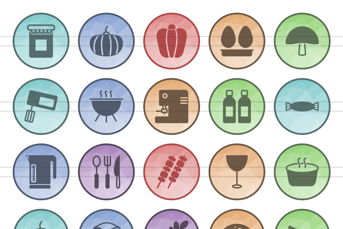 166 Restaurant & Food Low Poly Icons, an Outline Icon by IconBunny
