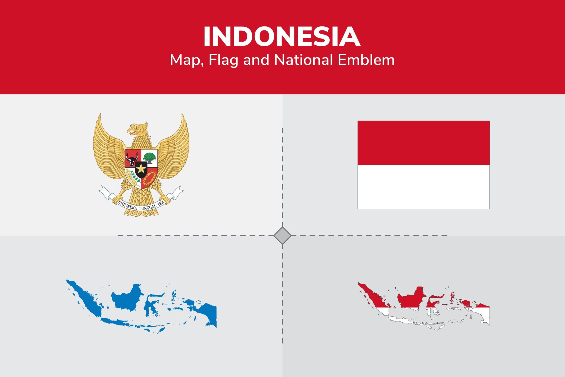 Indonesia Map Flag & National Emblem, an Object Illustration by shahsoft