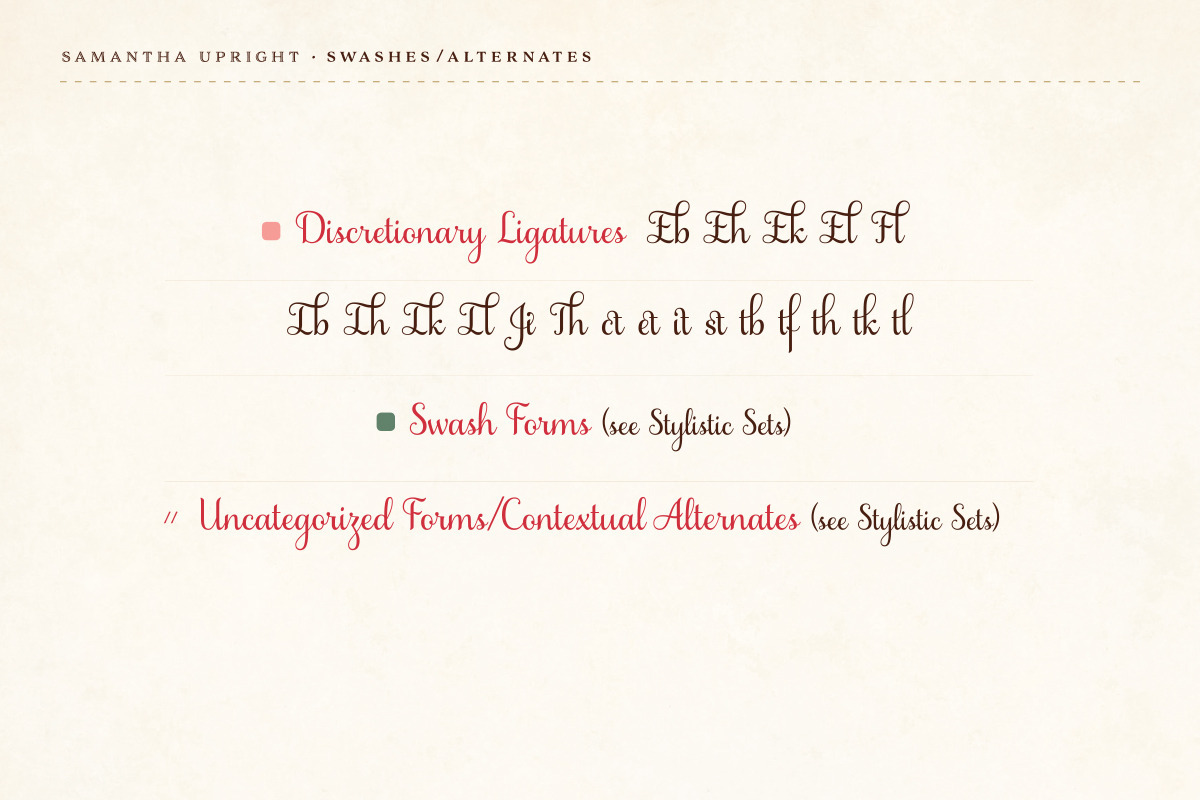 Samantha Upright Pro, a Script Font by Laura Worthington
