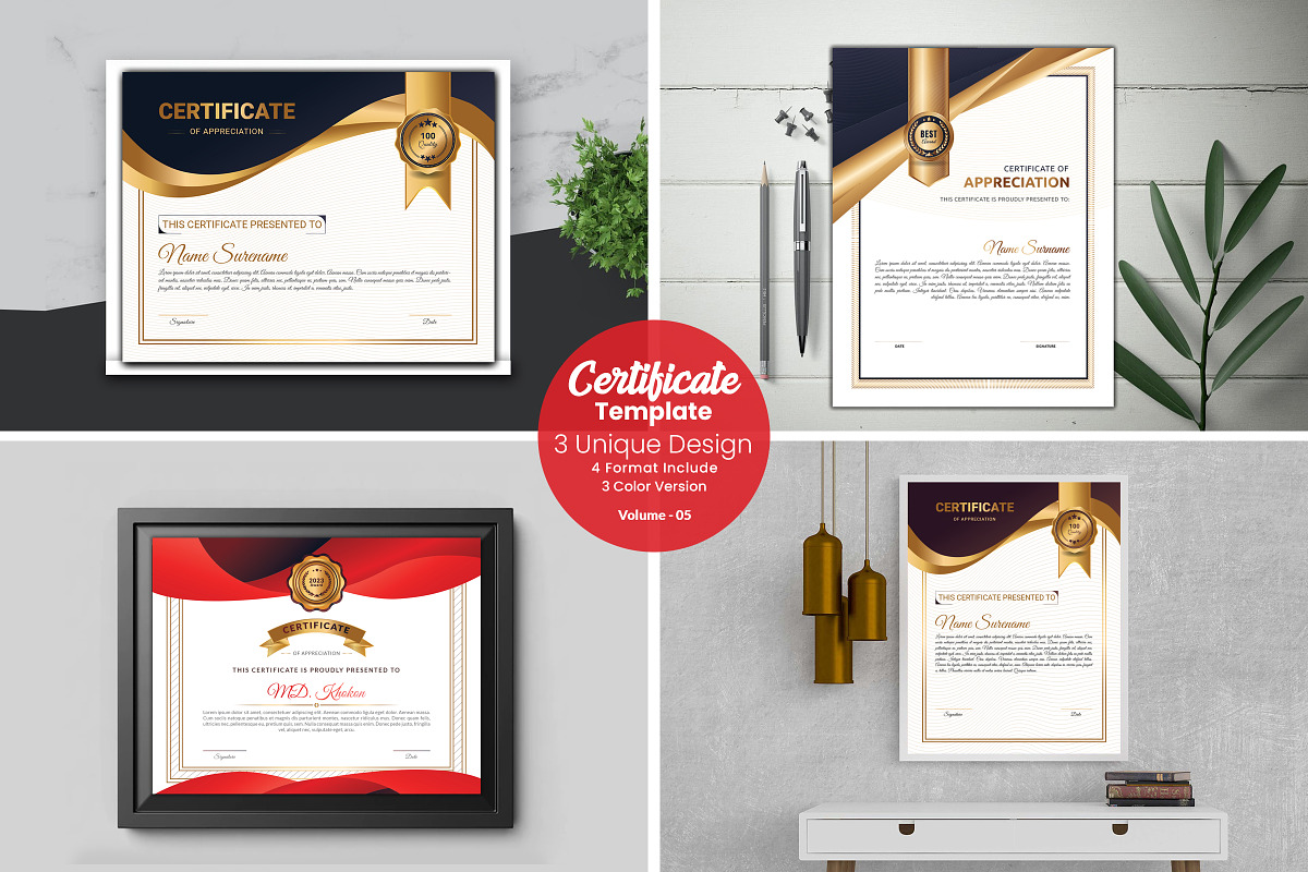 Creative Certificate Design Template, a Stationery Template by MRI STUDIO