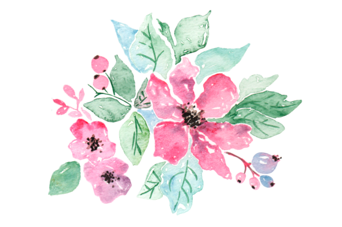 Pastel Pink Purple flowers Clip Art, an Illustration by Magic Story Studio