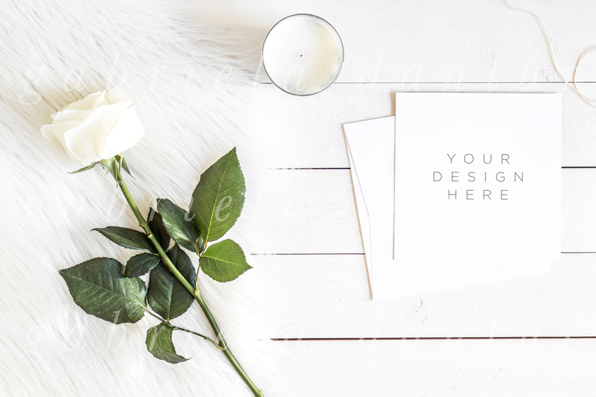 Square Wedding Invitation Mockup, a Print Template by Salt Color Studio