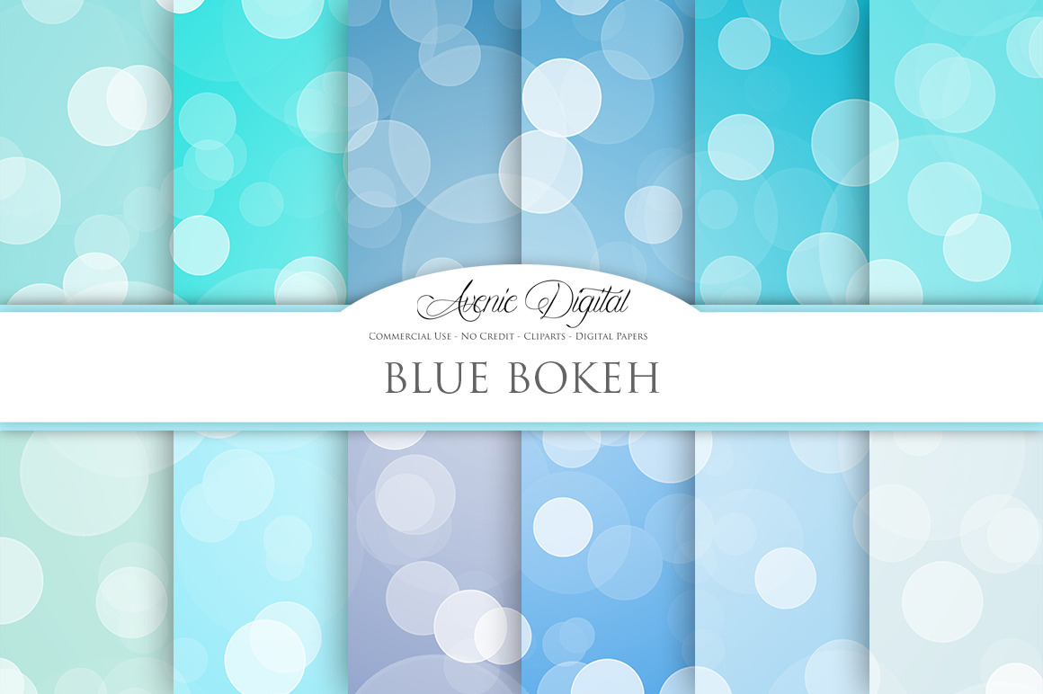 Blue Bokeh Overlay Digital Paper, a Texture Graphic by Avenie Digital