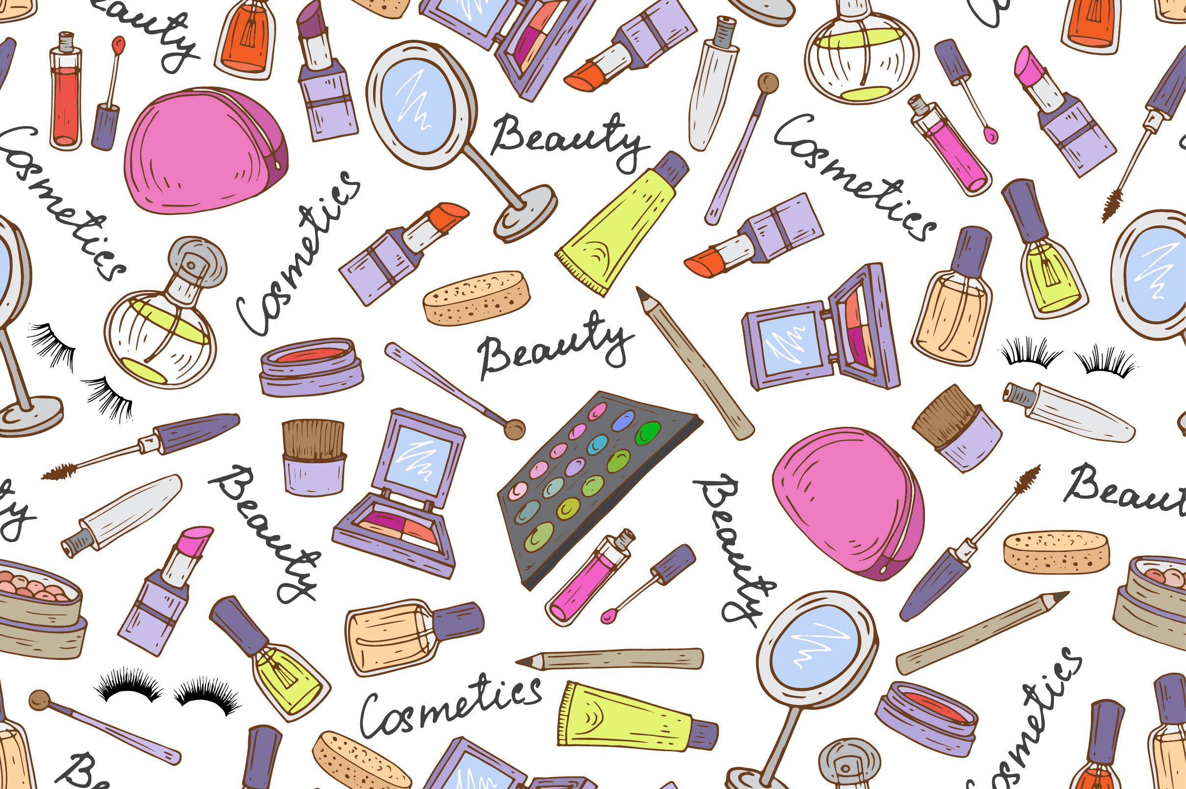 Pattern with attributes of cosmetics, a Pattern Graphic by Olga Chuklay