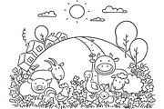 Outline cartoon kids illustration, an Illustration by Bubert Art