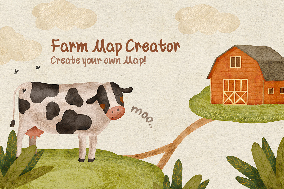 Farm Baby Map creator, an Animal Illustration by Alamella | Creative Market