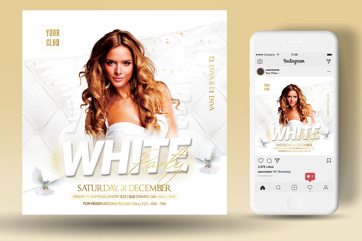 White Party Flyer, a Flyer Template by Artolus