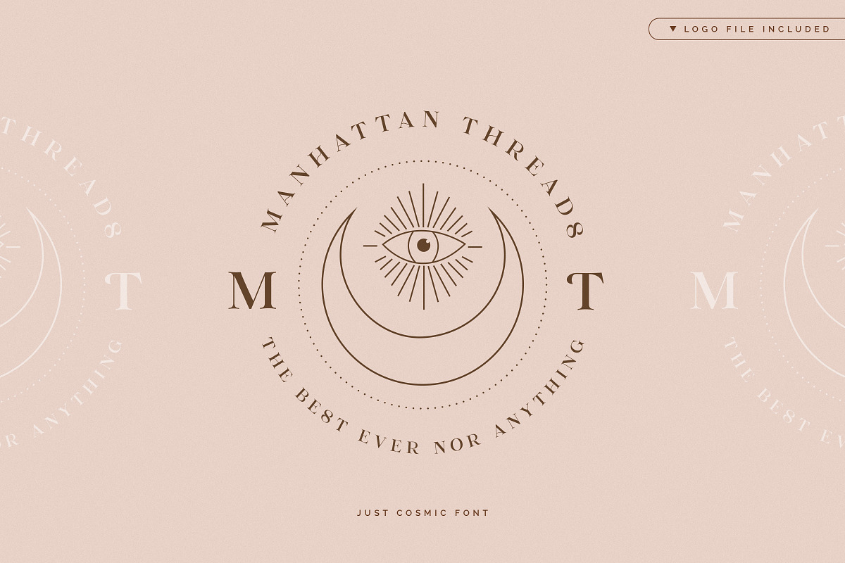Just Cosmic Font + Premade Logos