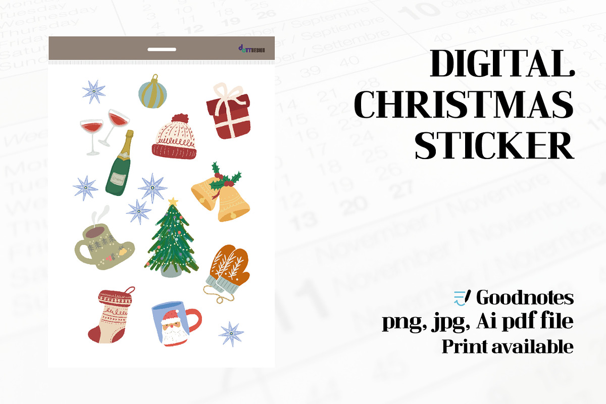 Digital christmas sticker, a Templates & Theme by dott