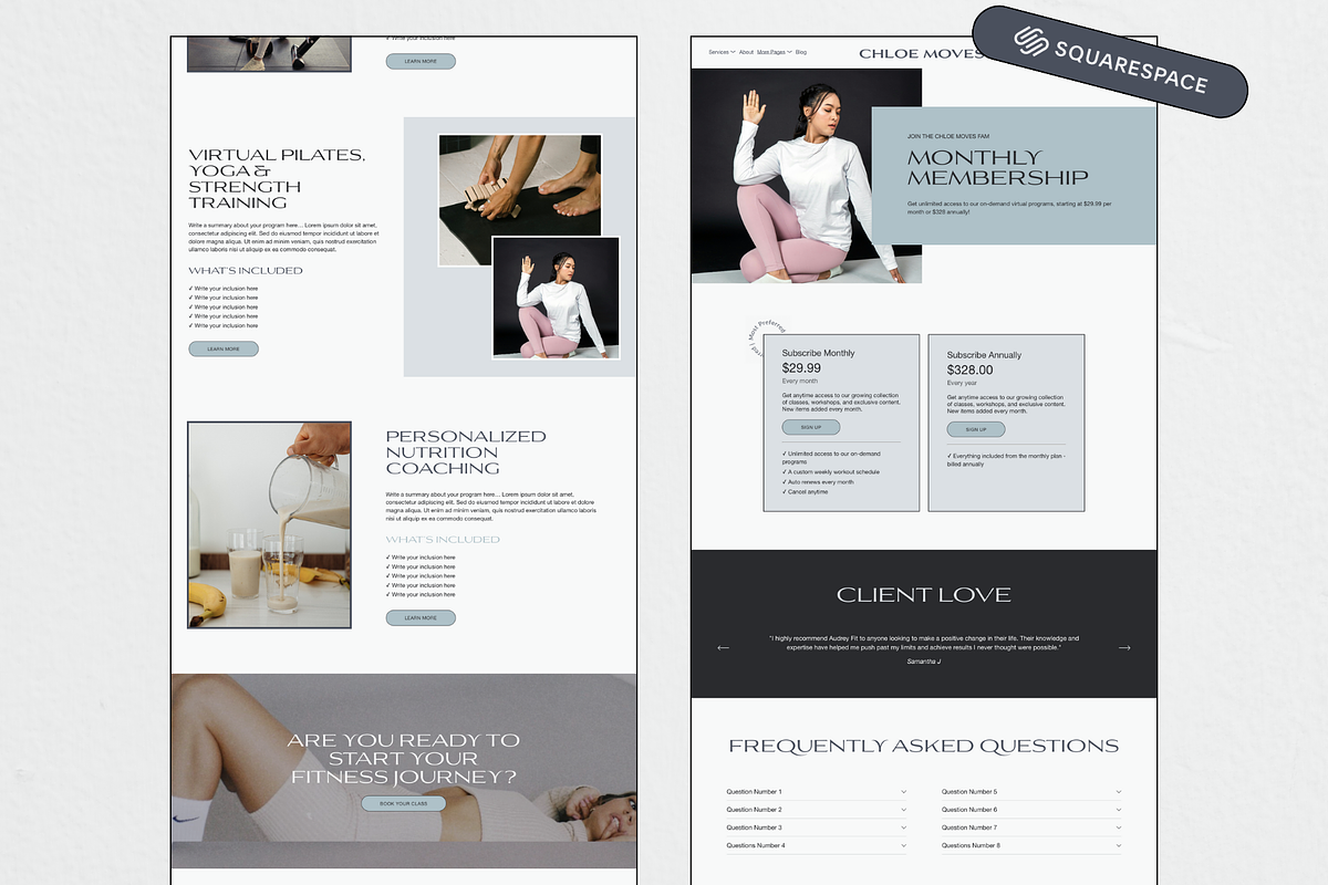 Luxury Squarespace Fitness Template