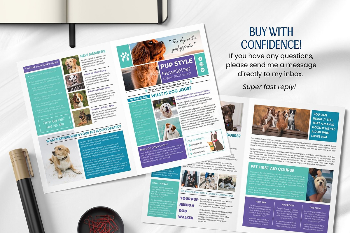 Canva newsletter template for pet dogs